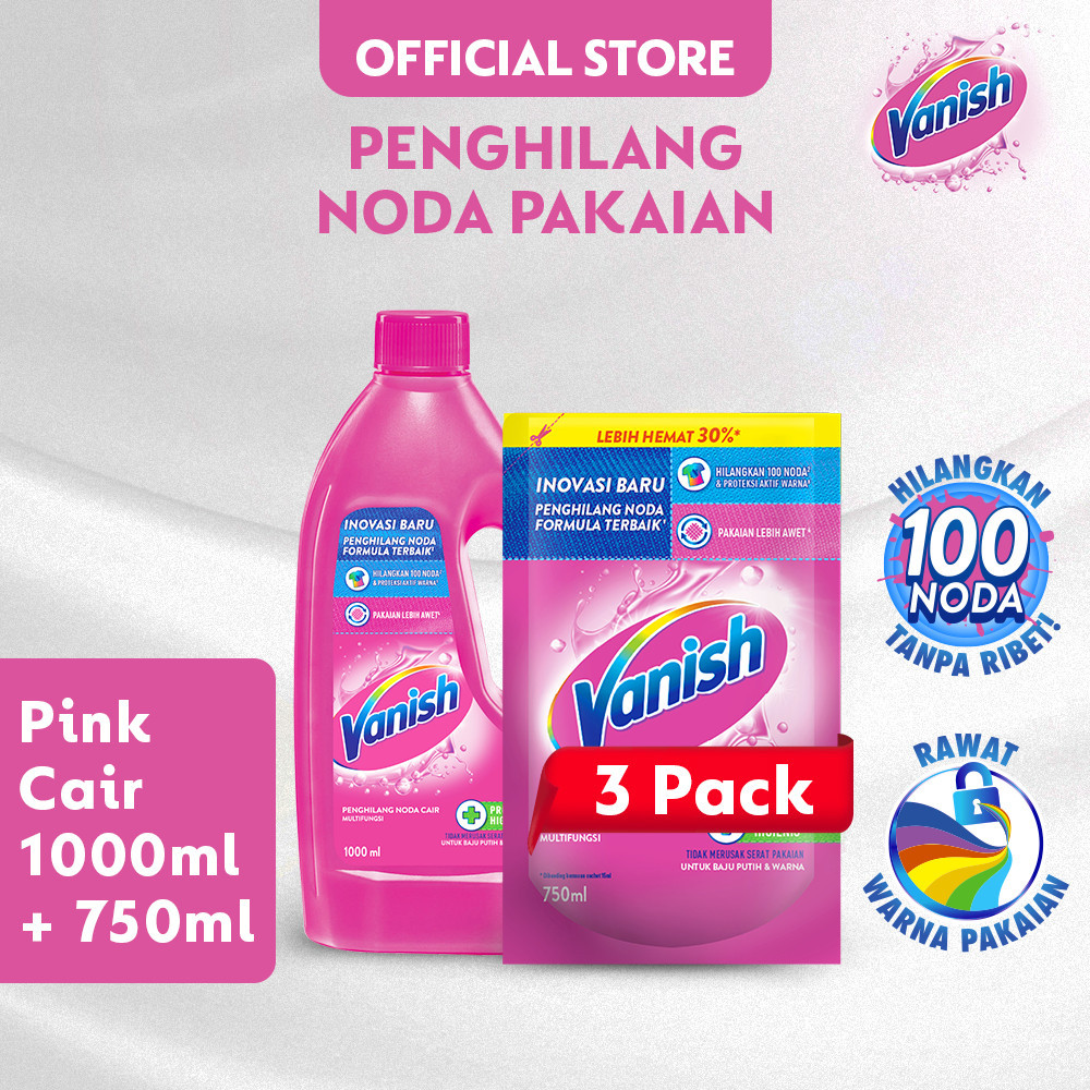 Jual Vanish Pink Liquid 1000ml Bottle + 750ml (3pcs) Refill ...