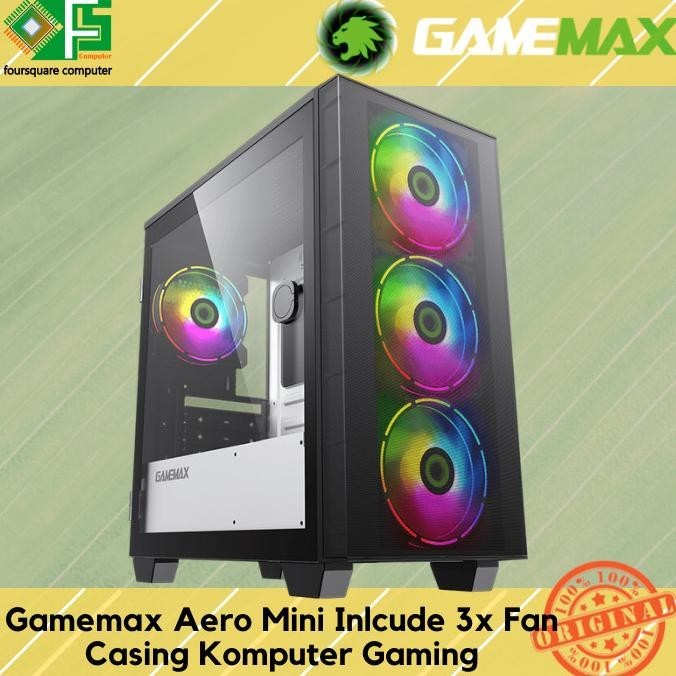 Jual Casing PC GAMEMAX CASING AERO MINI BLACK + 3 FAN RGB / Casing M ...