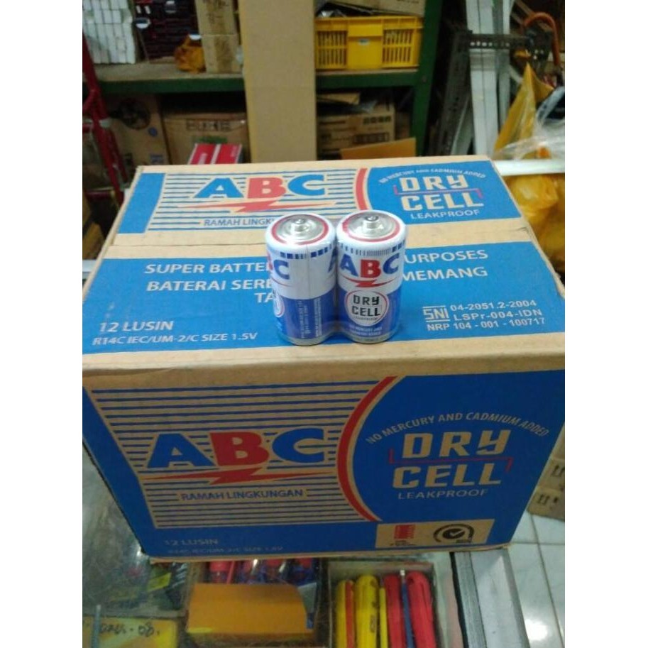 Jual HARGA DISC - Baterai ABC Dry Cell tanggung biru ukuran size C R14 ...
