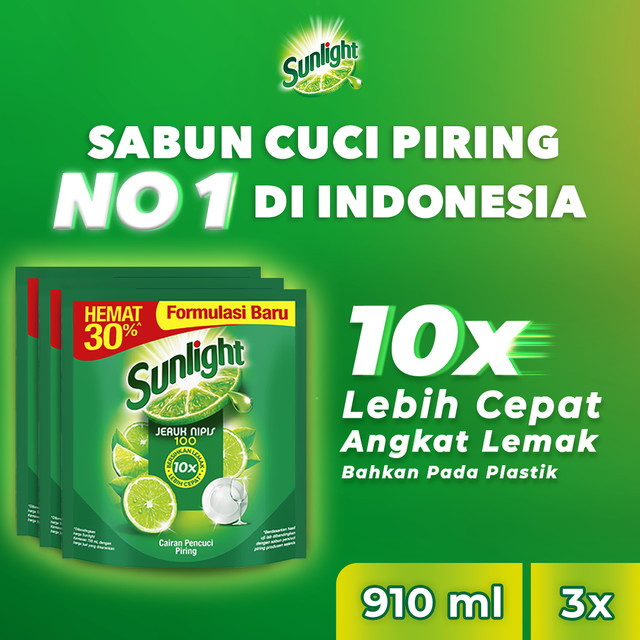 Jual SUNLIGHT SABUN CUCI PIRING DISHWASH Jeruk Nipis 10x bersihkan lemak lebih cepat 910 ML ...