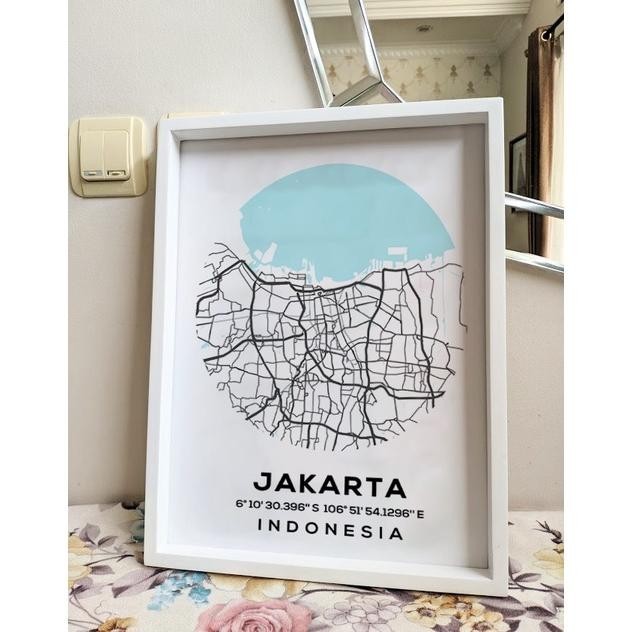 Jual BARUU HIASAN DINDING WOODEN POSTER LUKISAN PAJANGAN MAP PETA ...