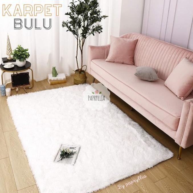 Jual Karpet Bulu Ukuran 150x100cm Tebal 1cm + Alas Bintik Super ( Putih ...