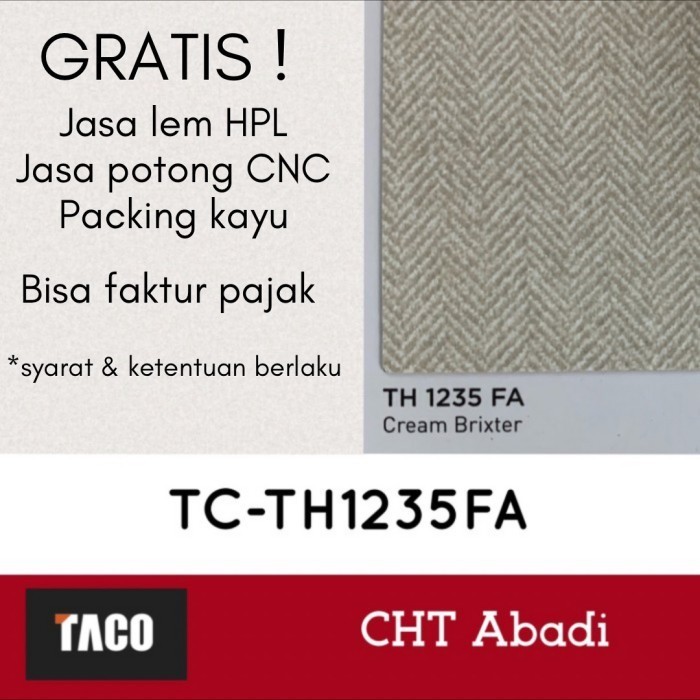 Jual Taco Hpl Cream Brixter Th 1235 Fa (Harga Belum Termasuk Ongkos ...