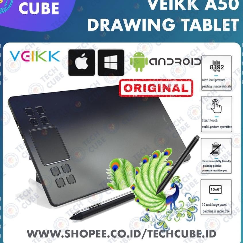 Jual Veikk A50 Digital Graphic Drawing Tablet Gambar 8192 Pressure 10X6 ...