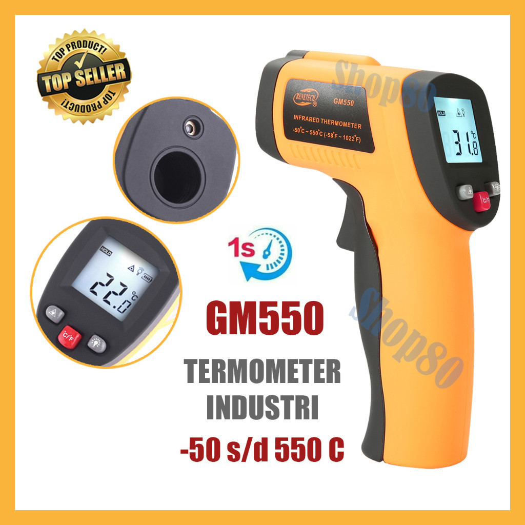 Jual Thermogun Kesehatan // Thermometer Infrared Digital Laser GM550 Termometer Industri s/d 550 ...