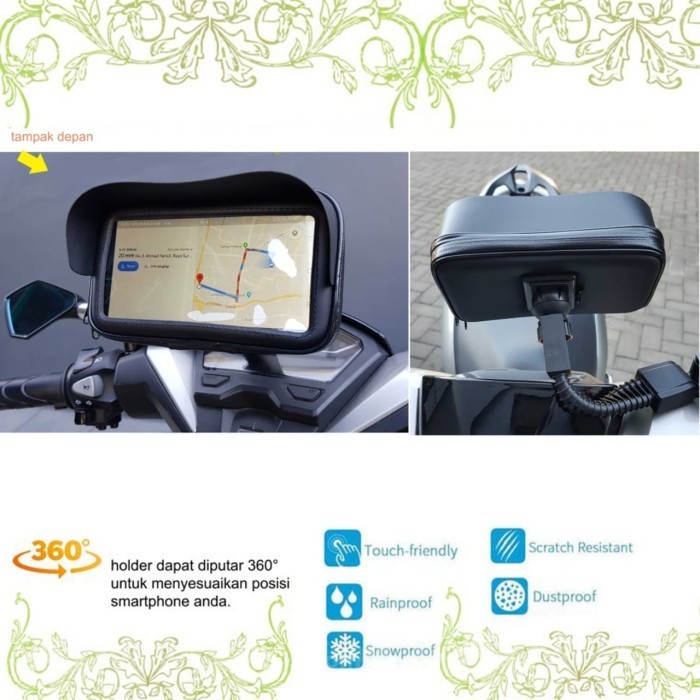 Jual Holder Hp Waterproof + Kanopi Pasang Spion Motor Size Xl (7In) | Shopee Indonesia