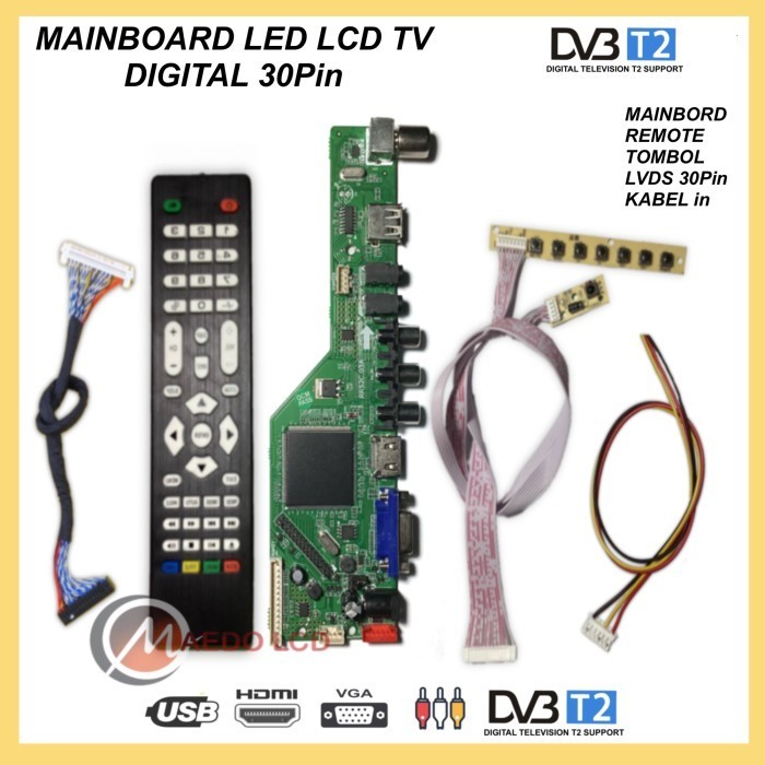Jual Universal Led Lcd Tv Board Digital Dvb T2 - Mainboard Lvds 30Pin ...