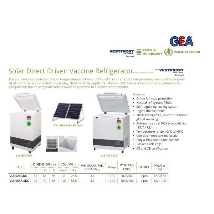 Jual [Baru] Gea Vls-024-Sdd Vaccine Refrigerator (Solar Direct Driven ...