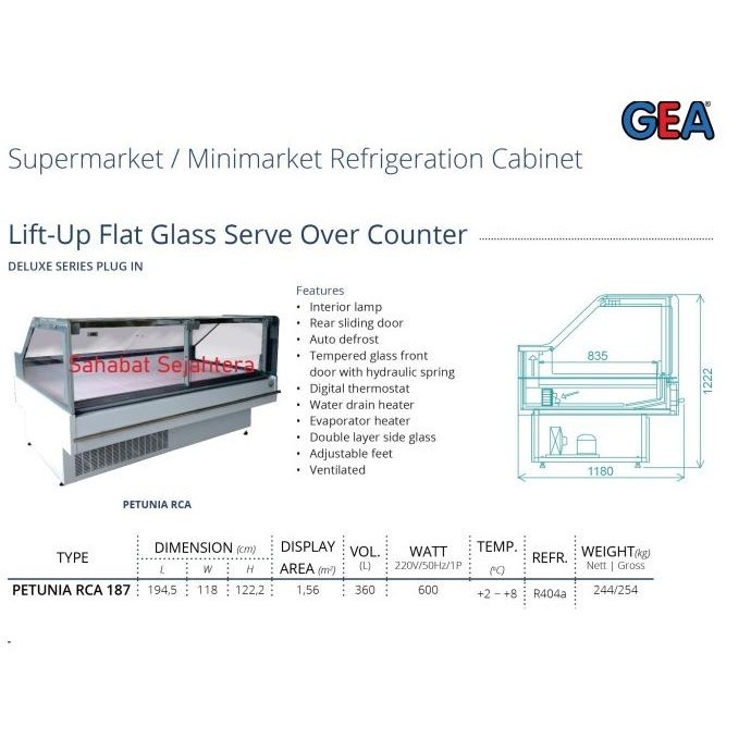 Jual [Baru] Lift-Up Flat Glass Serve Over Gea Petunia-Rca-187 Kabinet ...