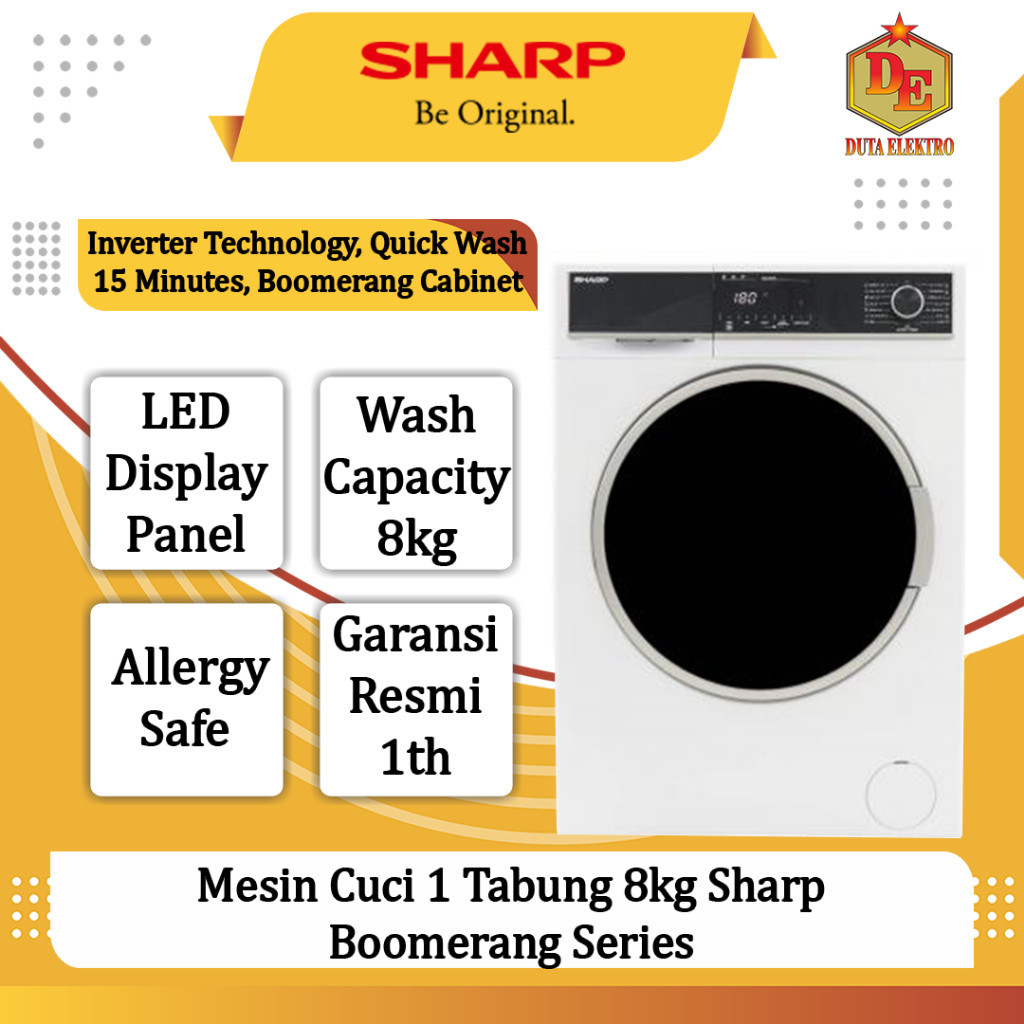 Jual Mesin Cuci 1 Tabung 8kg Sharp Boomerang Series | Shopee Indonesia