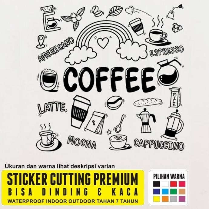 Jual Stiker Kaca Dinding Kafe Kopi Coffee Shop Doodle Cutting Sticker ...