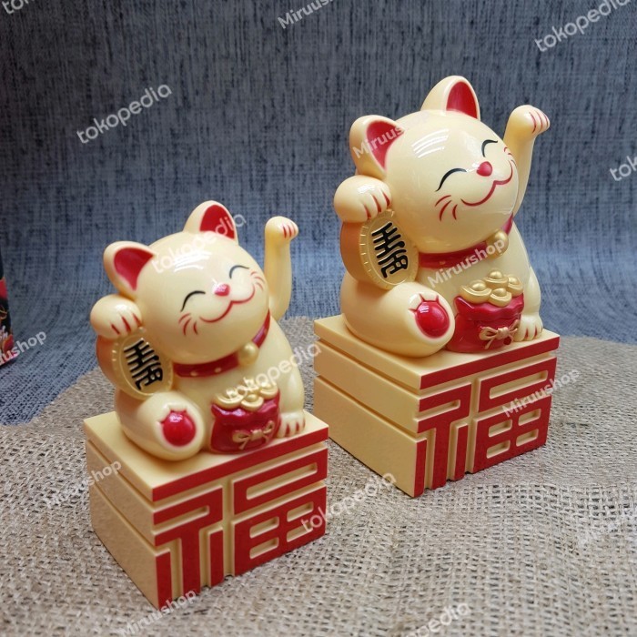 Jual Patung Kucing Hoki Maneki Neko Lucky Cat Dengan Baterai | Shopee ...