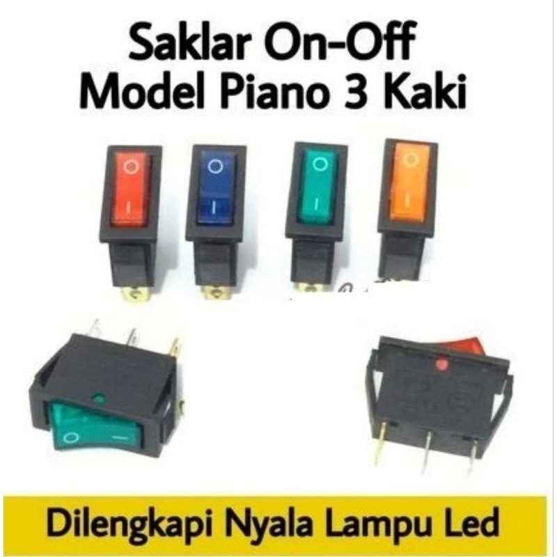 Jual SAKLAR SWITCH ON OFF PIANO 3 PIN LAMPU LED | Shopee Indonesia
