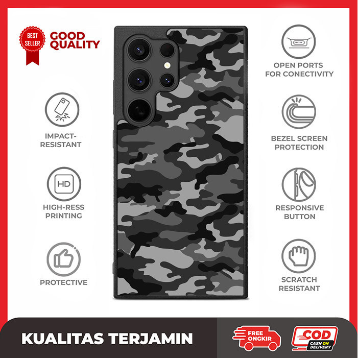 Jual Case Casing Custom Samsung S24 S23 S22 S21 S20 FE Ultra Plus Camo Grey AE3085 Hardcase A12 ...
