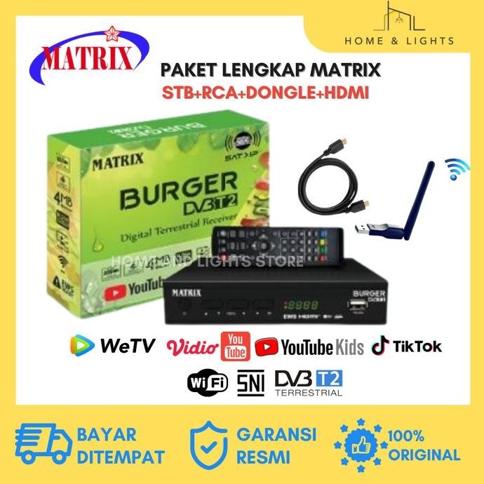 Jual Set Top Box Matrix Burger Hijau / STB DVB T2 HD / Set Box TV Digital | Shopee Indonesia