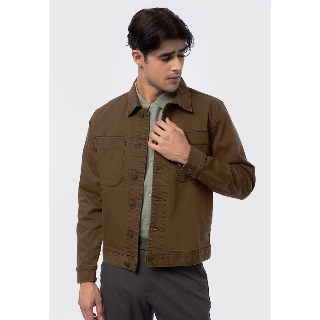 Jual WOOD Collared Jacket with Double Pocket 2-JKXOTD224H140 Dark Sand ...
