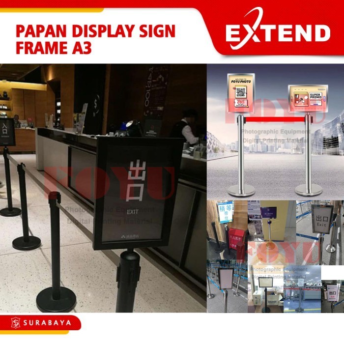 Jual Papan Display Sign Frame Board Banner Tiang Antrian Steel Black A3 ...