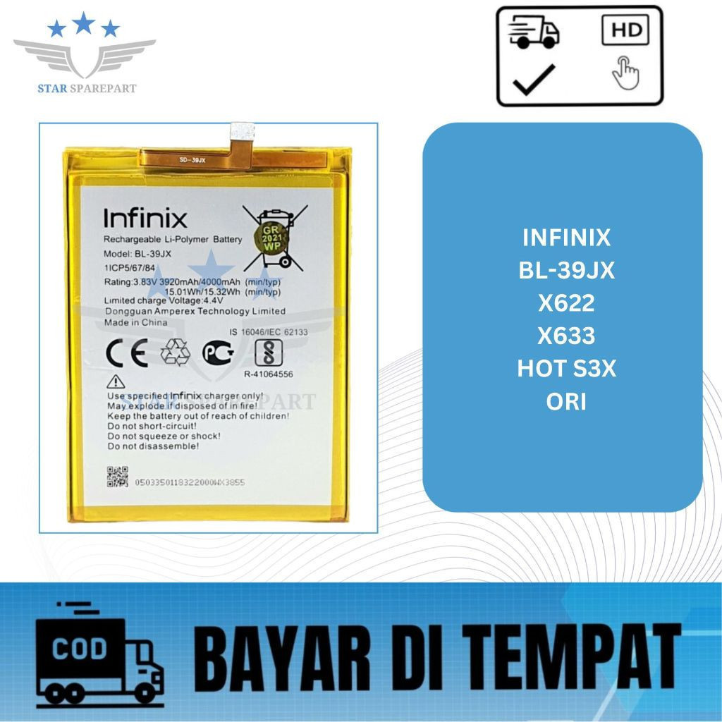 Jual BATERAI INFINIX BL-39JX / X622 / X633 / HOT S3X BATTERAI BATTERY ...