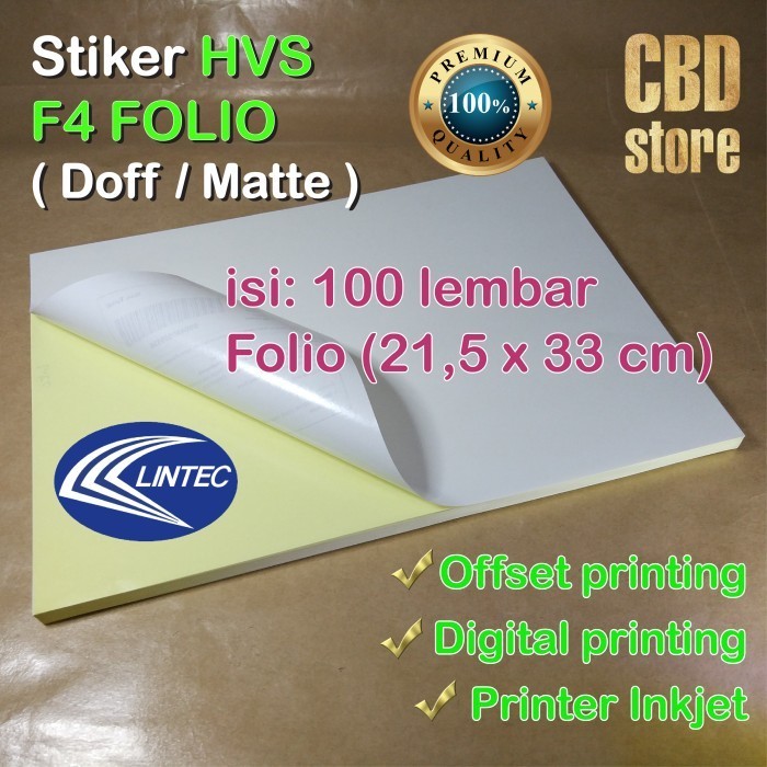 Jual Stiker HVS F4 FOLIO 21,5 x 33 cm Doff Matte LINTEC Sticker HVS 100 lbr | Shopee Indonesia