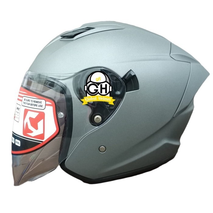 Jual Nhk S1 Gp Pro Solid Grey Doff Half Face Double Visor Warna Polos ...