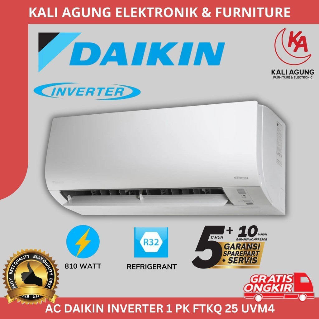 Jual AC DAIKIN 1 PK INVERTER THAILAND / FTKQ 25UVM4 / GRATIS PEMASANGAN SERANG KOTA | Shopee ...