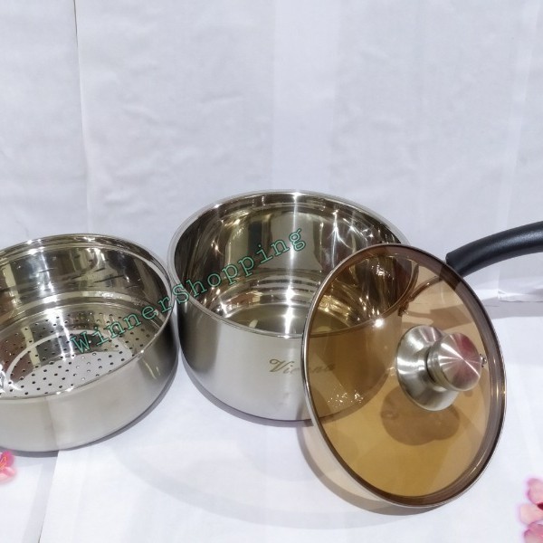Jual Vienna Panci Kukus Gagang Tunggal Steamer Susun 2 Stainless - 20Cm | Shopee Indonesia