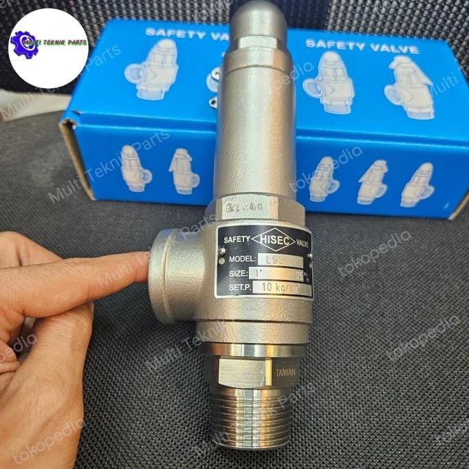 Jual HISEC SAFETY VALVE STAINLESS STEEL SS 304 DRAT 1" INCH 10 KG / BAR ...