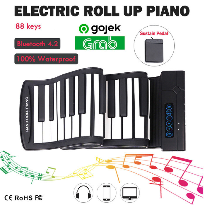 Jual Portable Roll Up Piano Keyboard 88 Keys With Li-Battry&Bluetooth ...