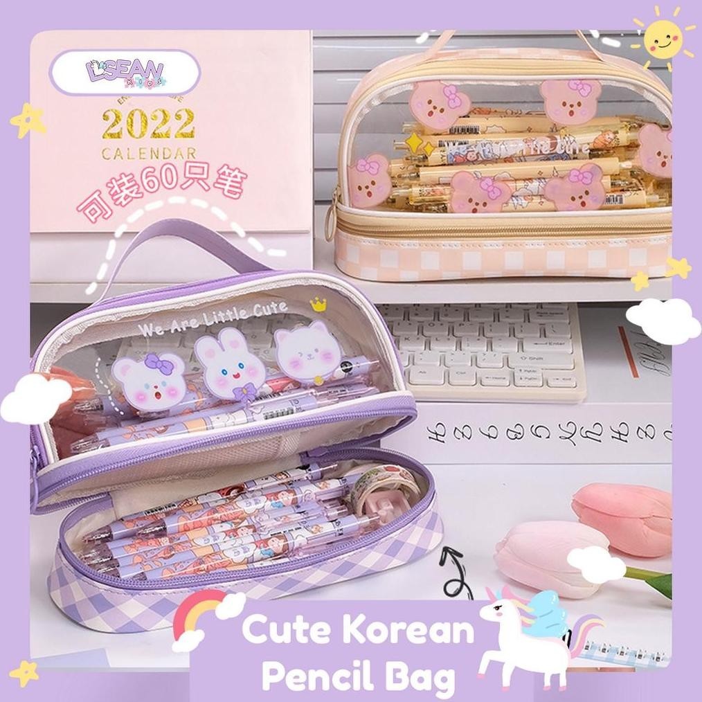 Jual Be09 Pencil Case Kapasitas Besar PVC Korean Cute Pencil Bag 2 ...