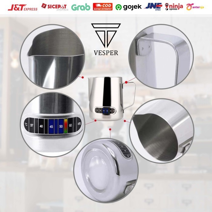 Jual Milk Jug Thermometer 600Ml / Milk Jug Stainless Latte Art / Teko ...