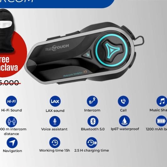 Jual Intercom Retouch | Retouch X5 | Headset Bluetooth Helm | Shopee ...