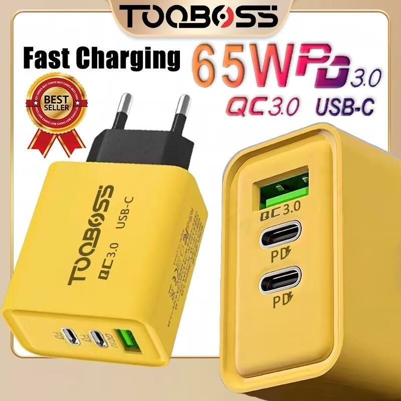 Jual 65W Charger Fast Charging Type C+USB 3 Port Untuk Samsung Xiaomi ...