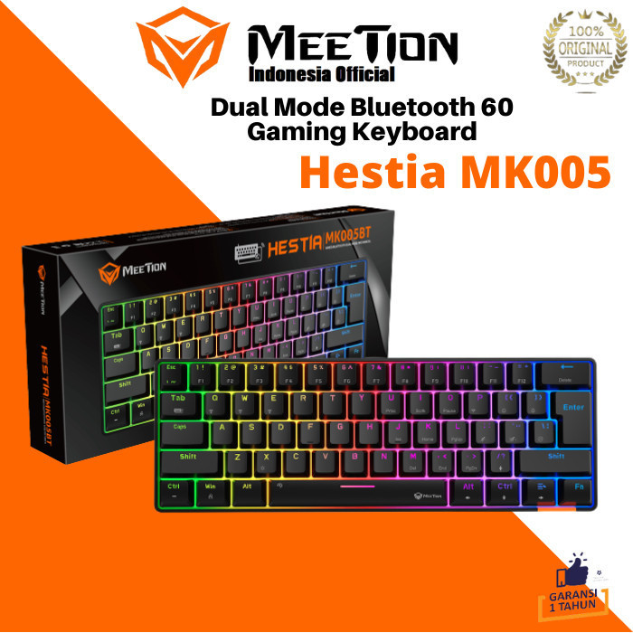 Jual Mechanical Gaming Keyboard Bluetooth 60 Hestia Mk005Bt Kabel ...