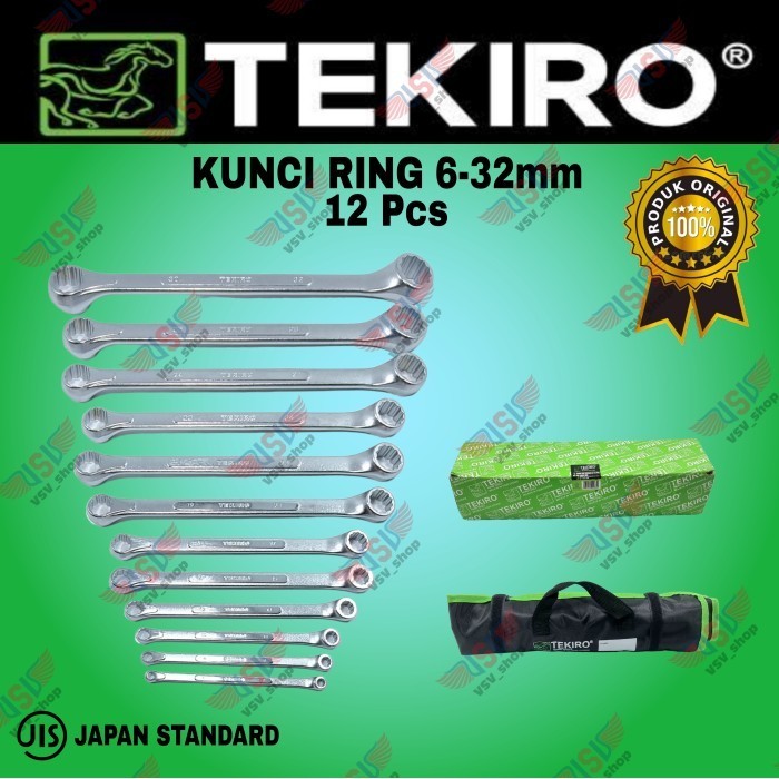 Jual Tekiro Kunci Ring Set 12 Pcs 6-32Mm / Boxes End Wrench Set Tekiro ...