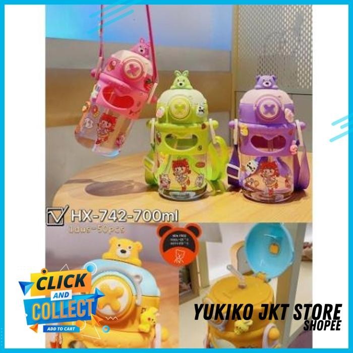 Jual BOTOL MINUM ANAK HAPPY BEAR HX742 700 ML/ BOTOL MINUM ANAK SEDOTAN ...