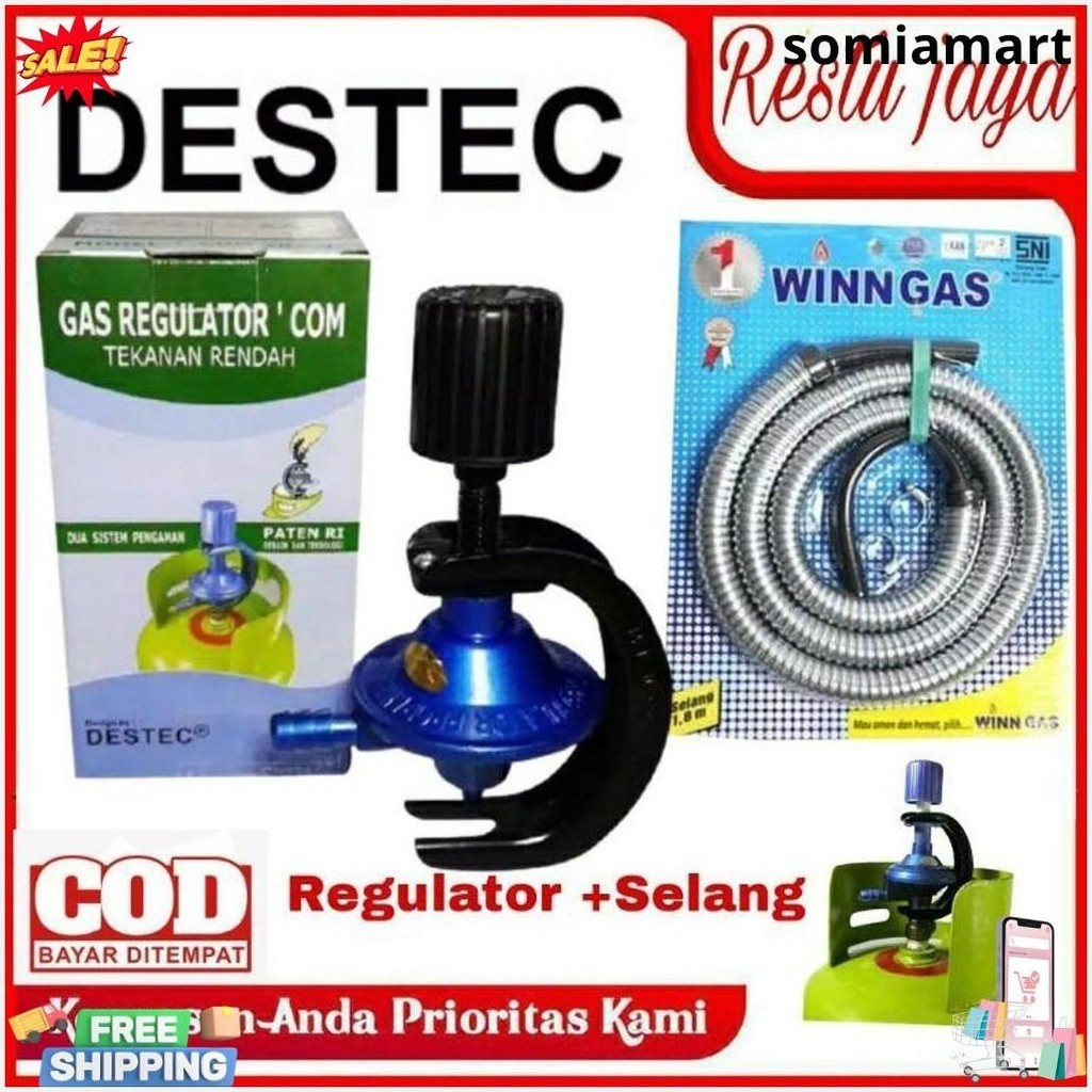 Jual Regulator Gas Elpiji Destec Com-U12R Non Meter+ Selang Fleksible ...