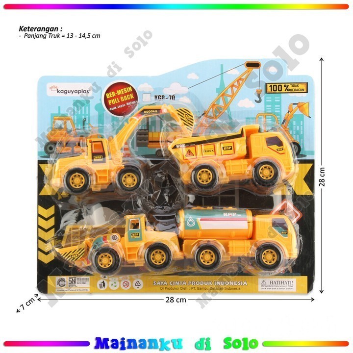 Jual [Mainanku] New Mainan Anak Truk Konstruksi Set Isi 4 Pcs Pull Back ...