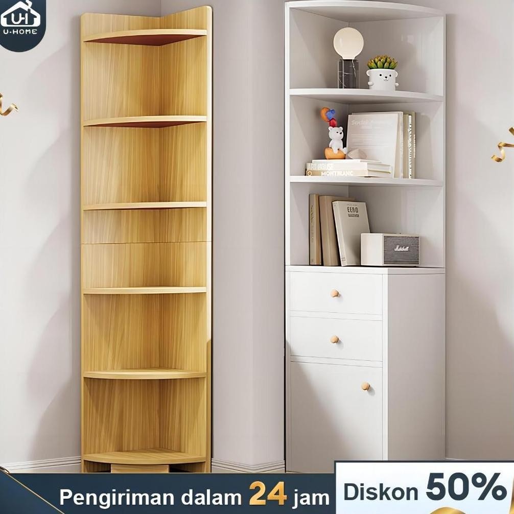 Jual Rak Buku Dengan Laci Rak Sudut Oval Ruang Tamu Rak Sudut Kayu Rak ...