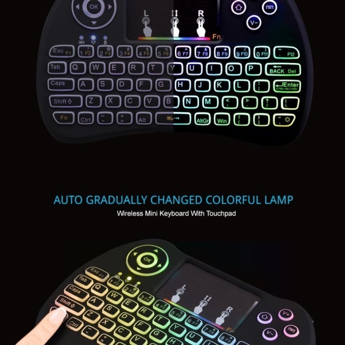 Jual Wireless Mini Keyboard H9 Rgb Backlight 2.4G Touchpad Support Ps4 ...