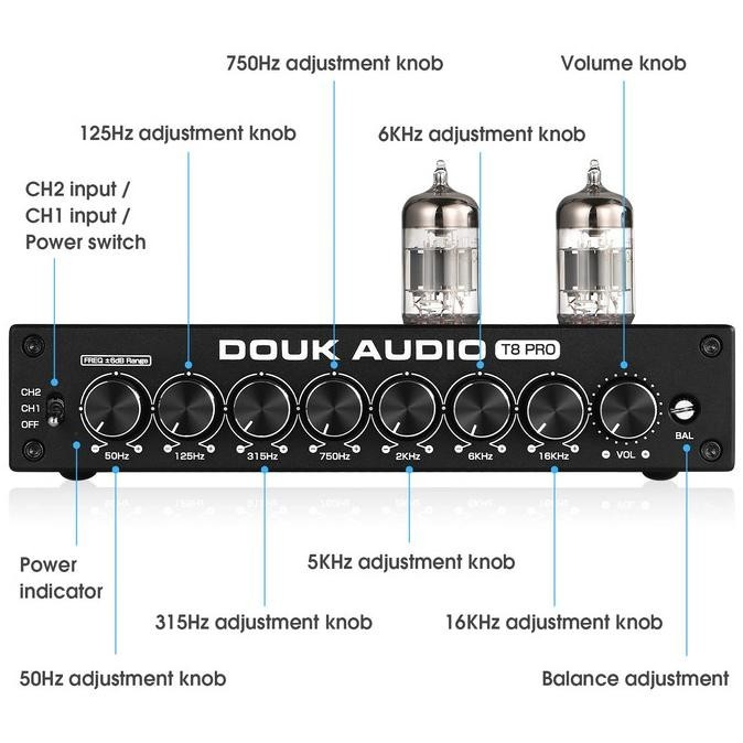 Jual Douk Audio T8 Pro Balanced Xlr Tube 9-Pin Preamp With 7-Band Eq ...