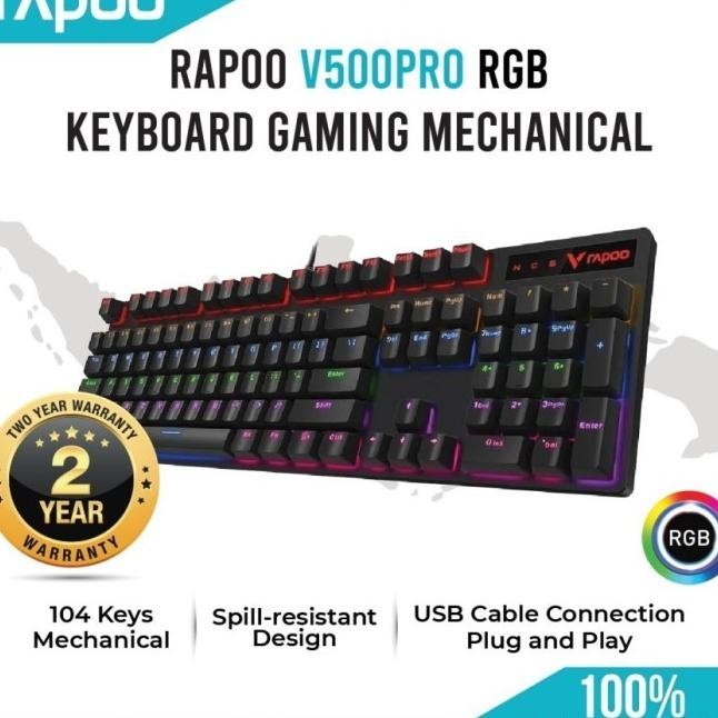 Jual Rapoo V500Pro Backlit Mechanical Gaming Keyboard | Shopee Indonesia