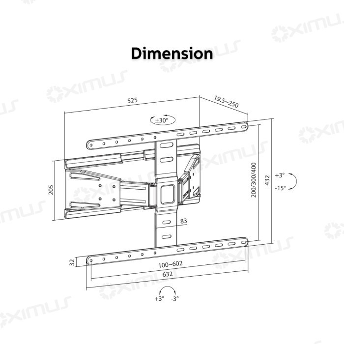 Jual Lin Bracket Ultra Slim Tv Led 43"-90" Oximus Tl730 Full Motion ...