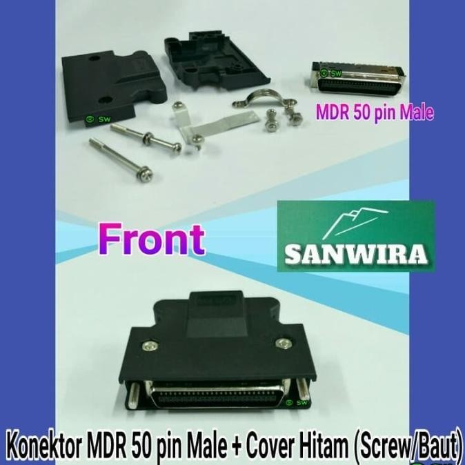 Jual Konektor MDR 50 pin Male solder + Cover Hitam (Screw/Baut ...