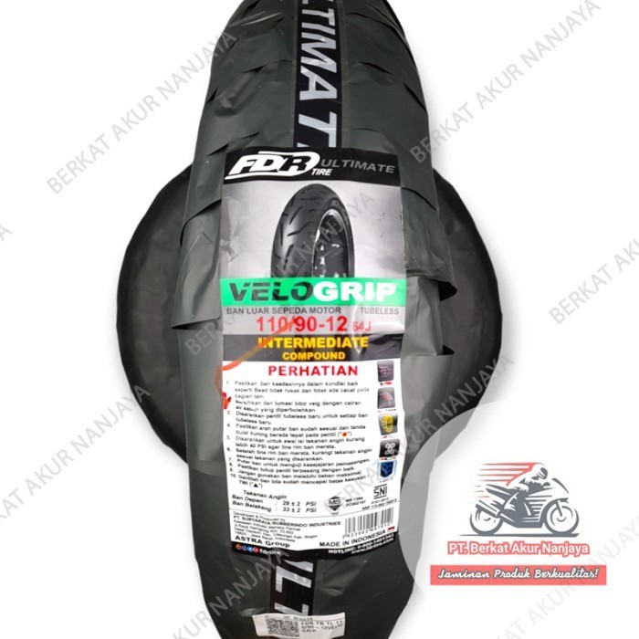 Jual Ban FDR Velo Grip 110/ 90 Ring 12 Ban Scoopy Tubeless Bonus Pentil ...