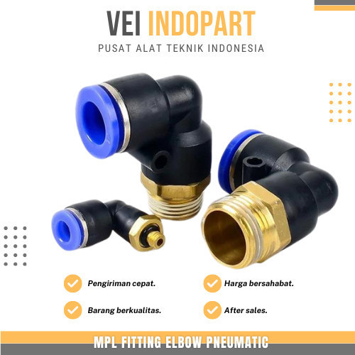 Jual MPL 08-01 FITTING PNEUMATIC ELBOW MALE 8MM DRAT 1/8" PL 08-01 ...