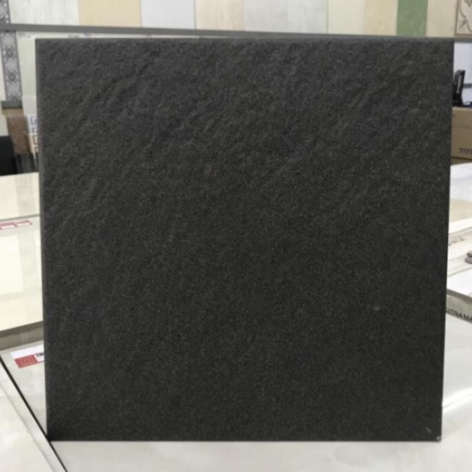 Jual Keramik Lantai Kasar Polos Hitam 40x40 Kw1 Impresso Rocky Black ...