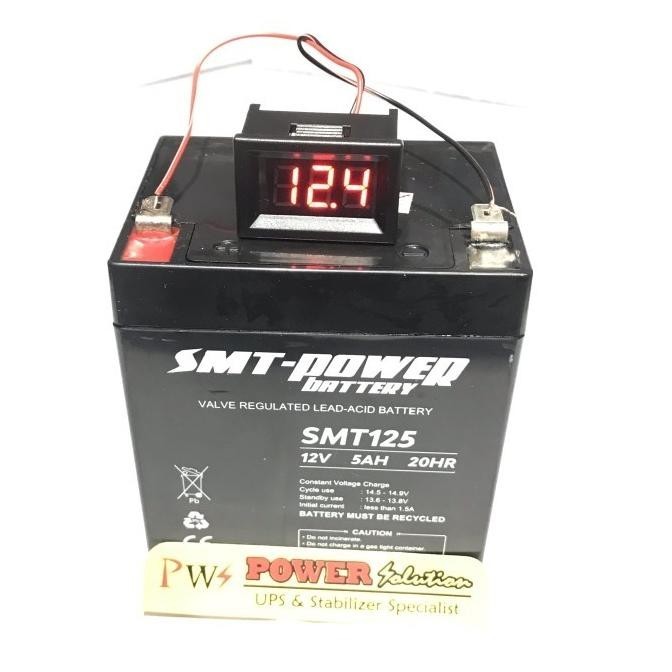 Jual SMT POWER Battery 12V 5AH + Digital Volt Meter | Shopee Indonesia