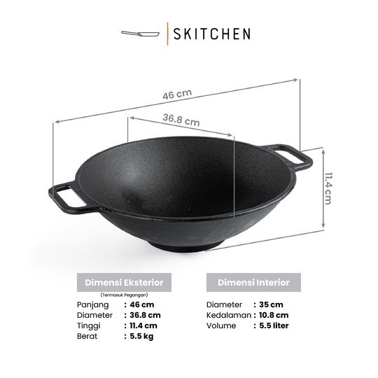 Jual Waingapu Wok By Skitchen/Wajan Besi Cor/Premium Cast Iron ...