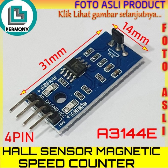 Jual Hall Effect Sensor Magnetic Field A3144E Magnet Module A3144 ...