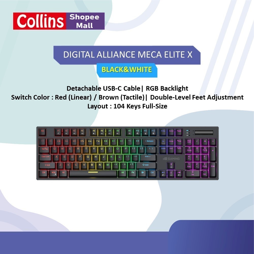 Jual DIGITAL ALLIANCE KEYBOARD GAMING RGB MECA ELITE X BLACK/WHITE ...